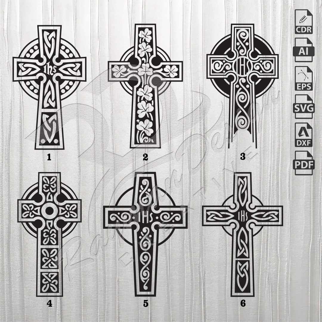 Celtic Crosses Bundle Cross Stencil Outline SVG Vector - Etsy