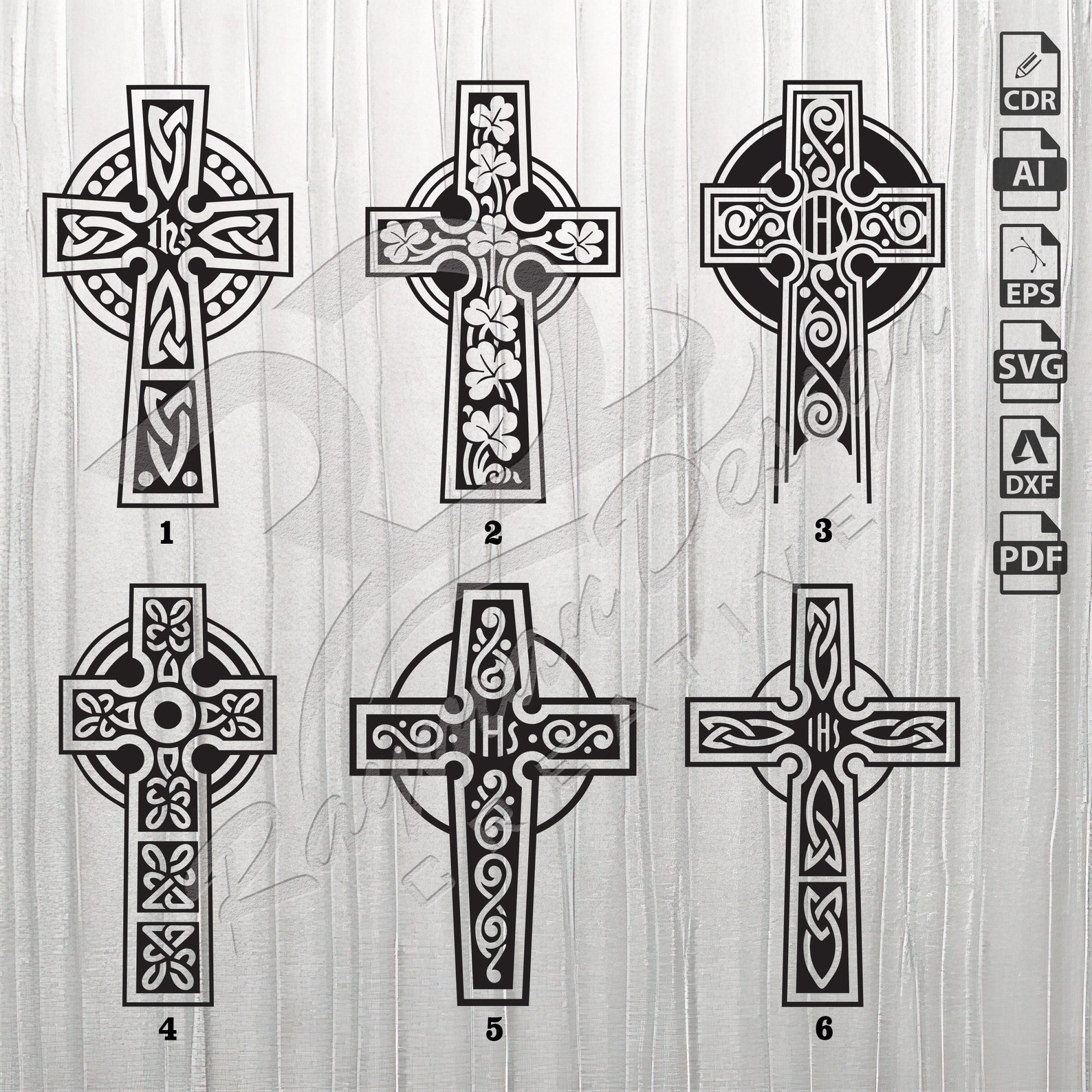 Celtic Crosses Bundle Cross Stencil Outline SVG Vector - Etsy
