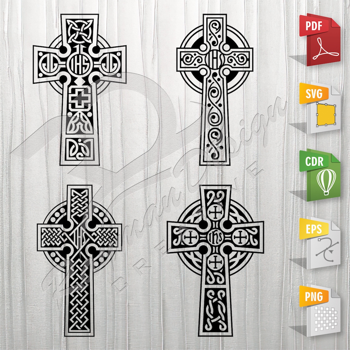 Celtic Crosses Bundle | Celtic Cross, Stencil, Outline, SVG, Vector Cut ...