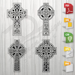 Celtic Crosses Bundle | Celtic Cross, Stencil, Outline, SVG, Vector Cut ...