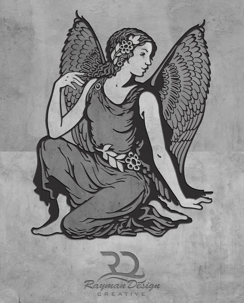 Angel | Stencil, Outline, SVG, Vector Cut File for Printing, Cutting ...