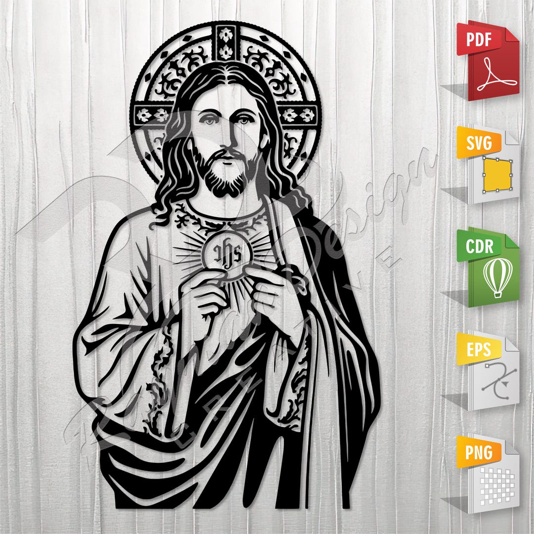 Jesus Christ | Stencil, Outline, SVG, Vector Cut File for Printing ...