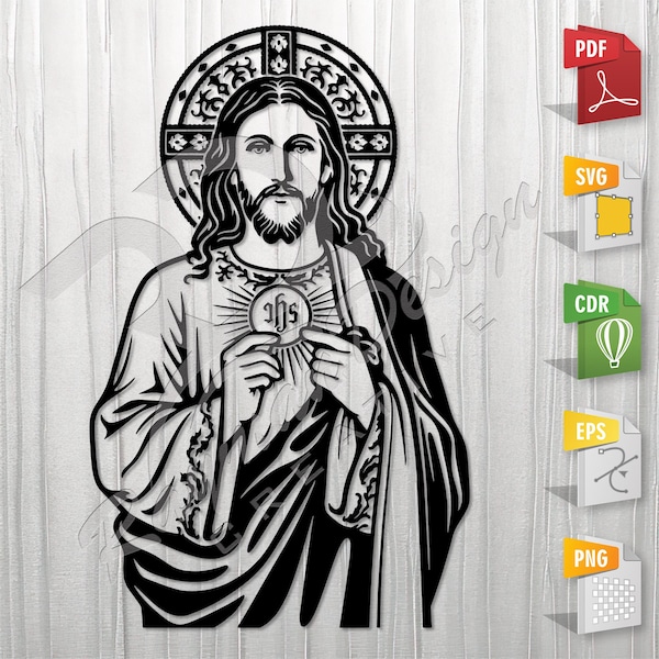 Jesus Christ | Stencil, Outline, SVG, Vector Cut File for Printing ...