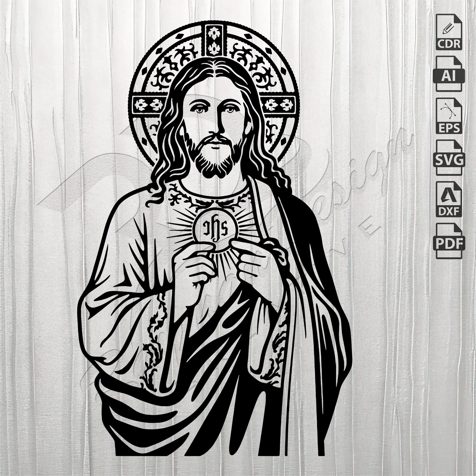 Jesus Christ Stencil Outline SVG Vector Cut File for - Etsy UK