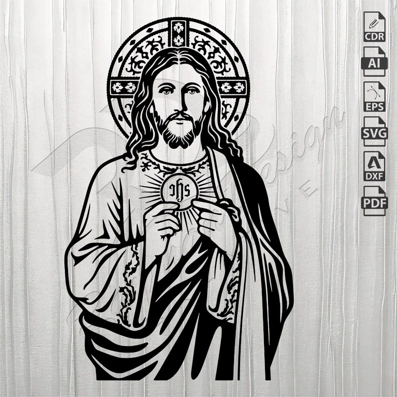Jesus Christ Stencil Outline SVG Vector Cut File for - Etsy Canada