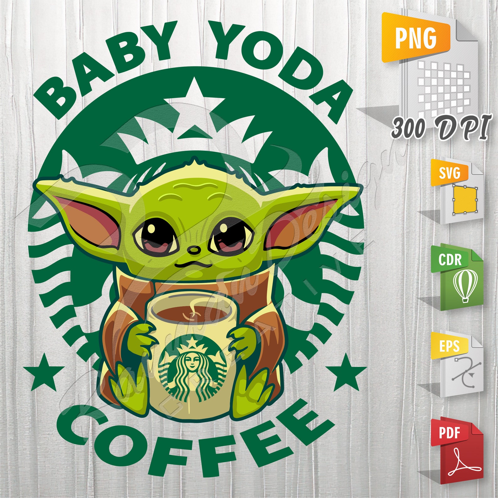 Baby Yoda Starbucks | Sublimation Design, Cricut - Silhouette, Grogu ...