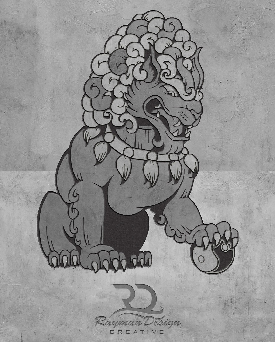 Chinese Guardian Lion Stencil, Outline, SVG, Vector Cut File for ...
