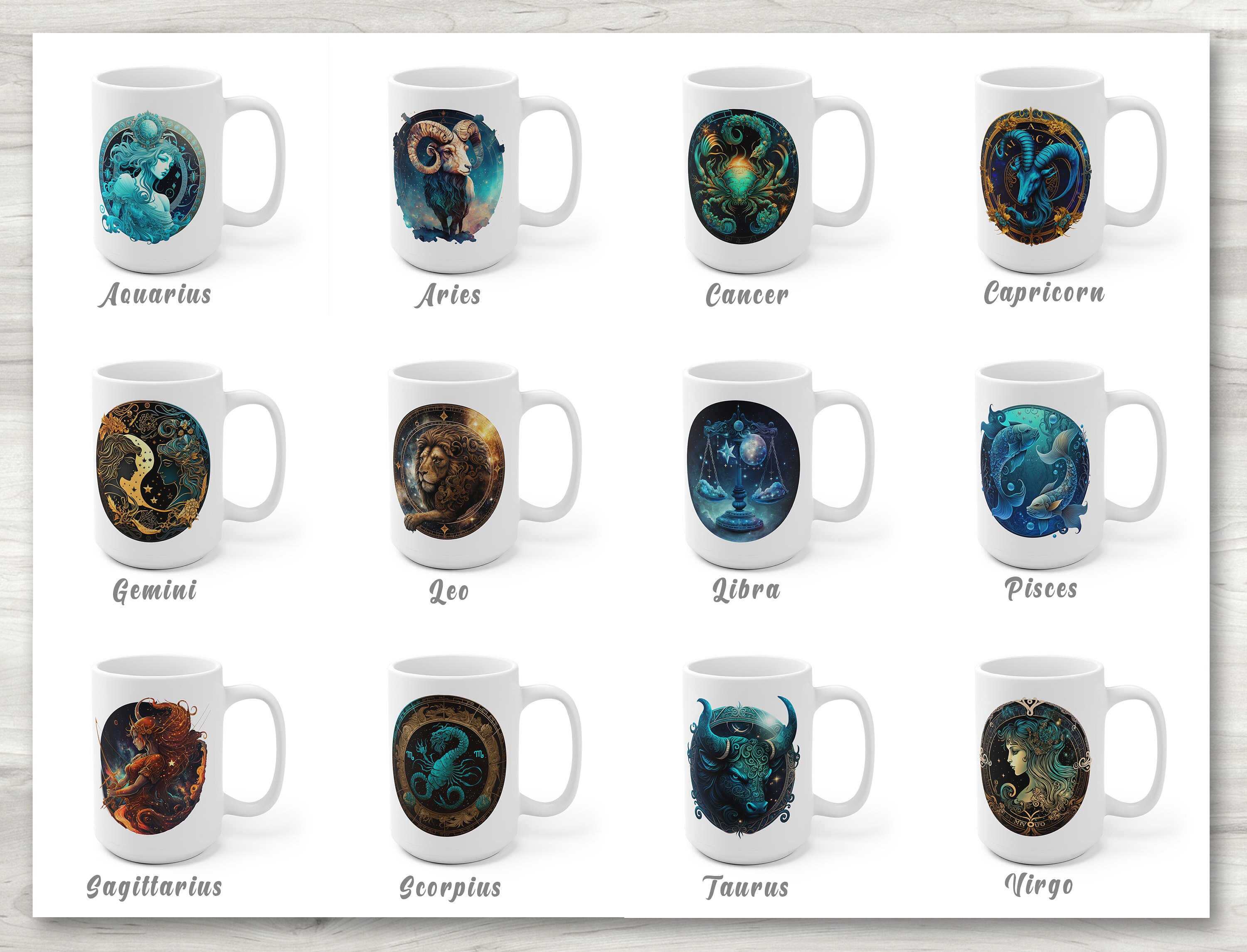Astrology Symbols Mug Zodiac Sign , Horoscope, Zodiac Mug, Zodiac Trait ...