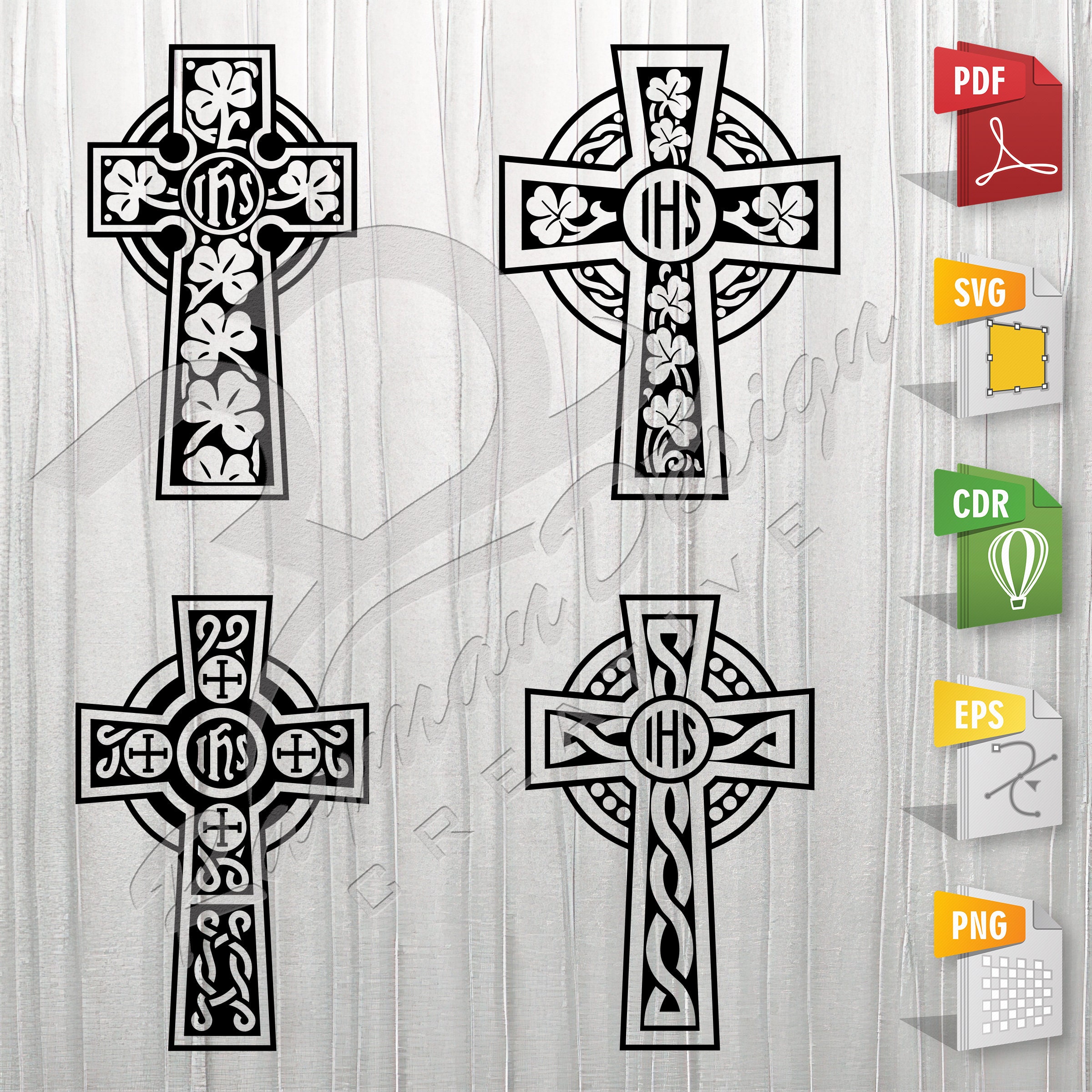 Celtic Crosses Bundle | Cross, Stencil, Outline, SVG, Vector Cut File ...