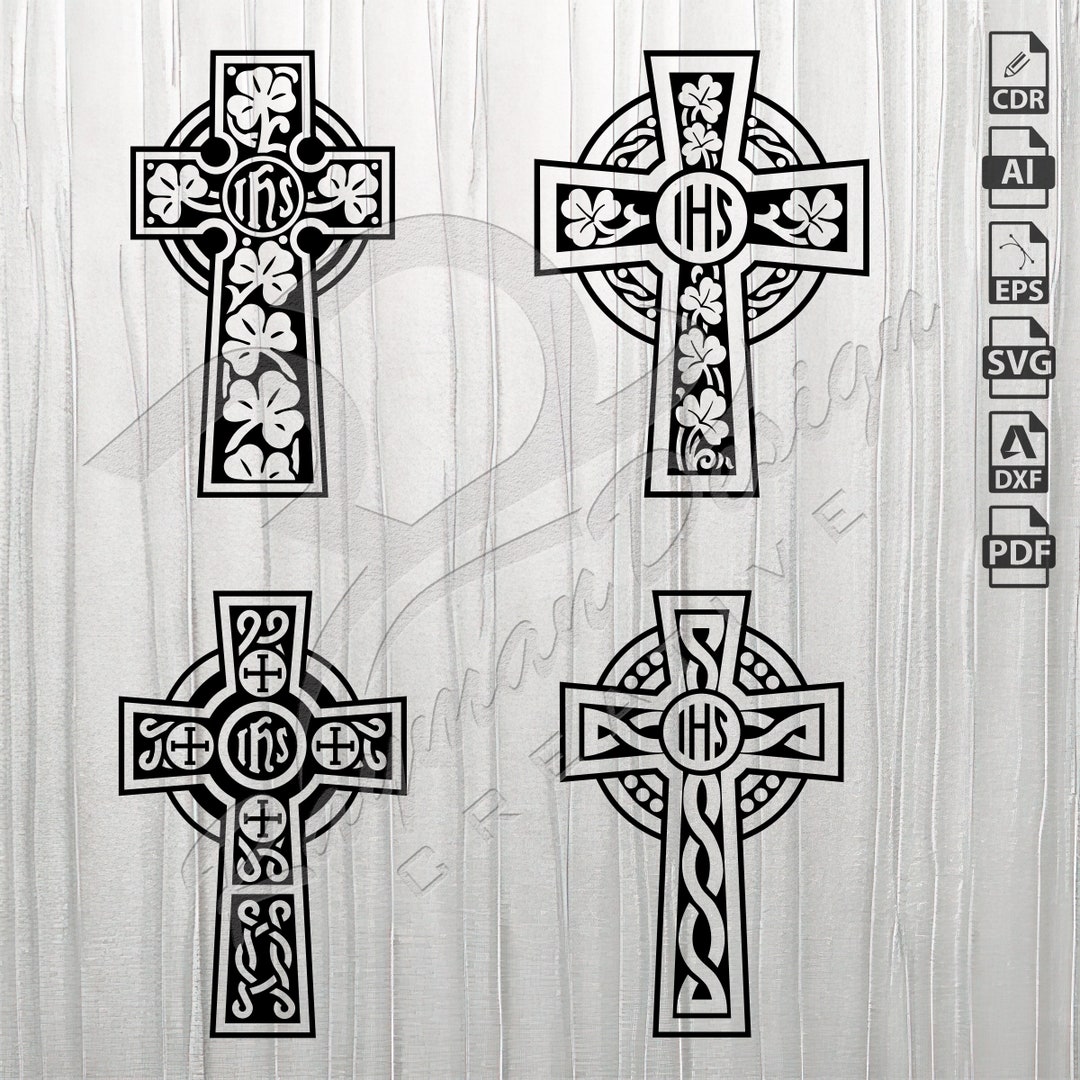 Celtic Crosses Bundle Cross Stencil Outline SVG Vector - Etsy