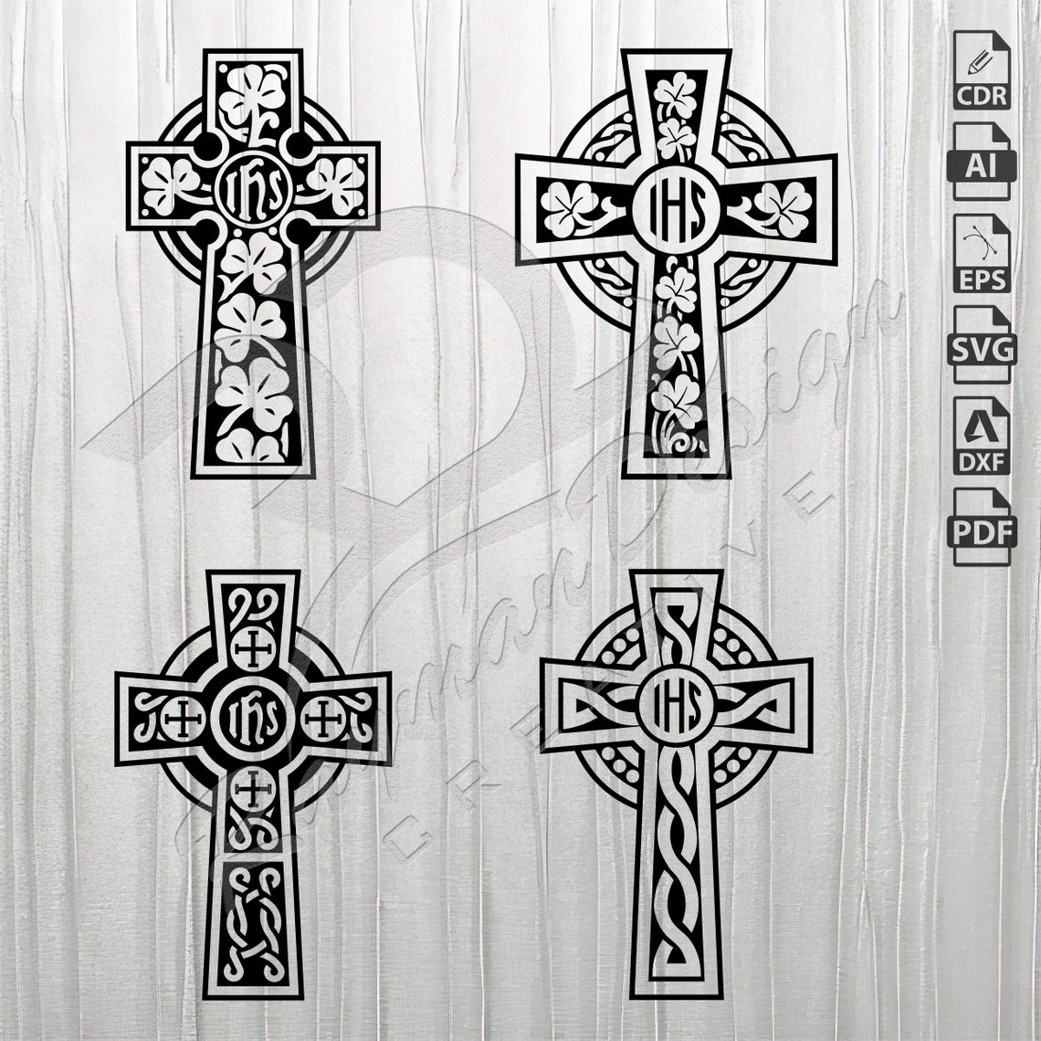 Celtic Crosses Bundle Cross Stencil Outline SVG Vector - Etsy
