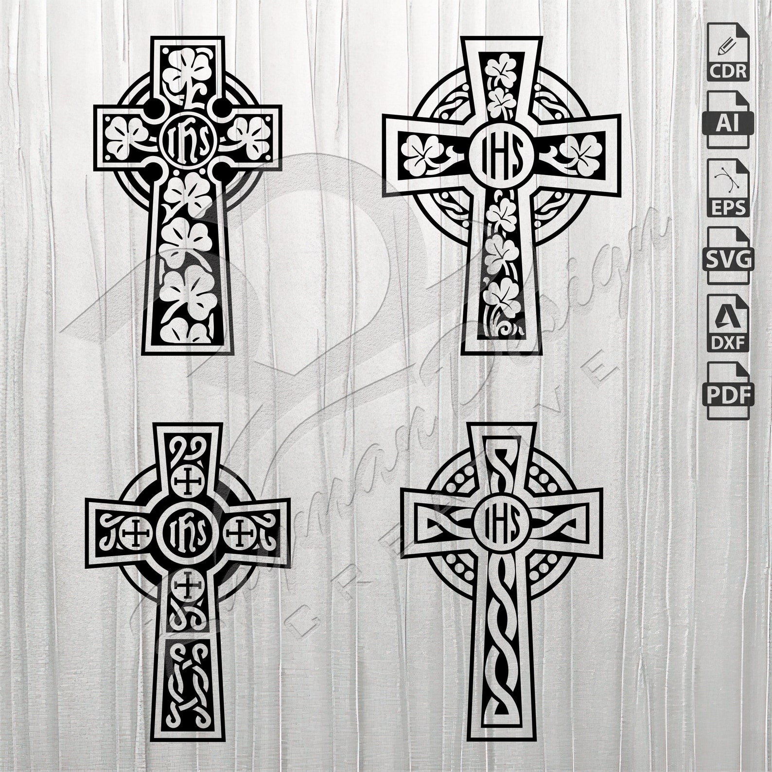 Celtic Crosses Bundle Cross Stencil Outline SVG Vector - Etsy