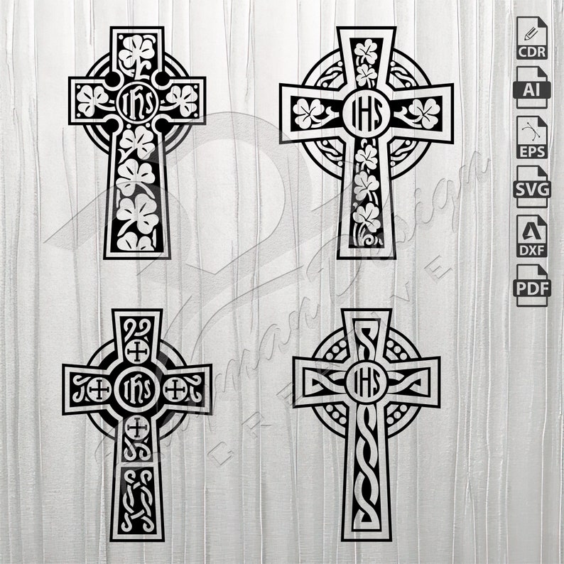 Celtic Crosses Bundle Cross Stencil Outline SVG Vector - Etsy