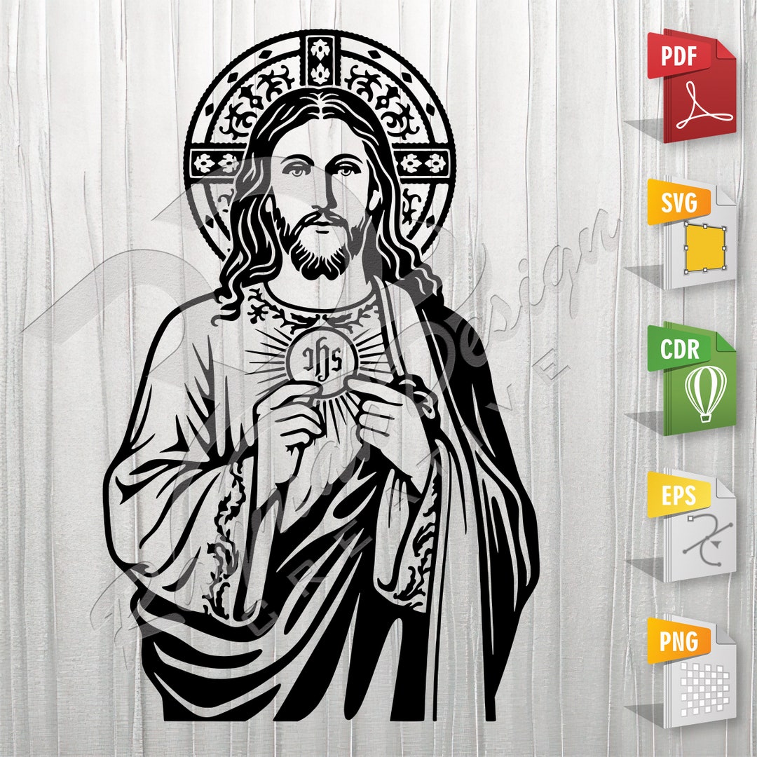 Jesus Christ | Stencil, Outline, SVG, Vector Cut File for Printing ...