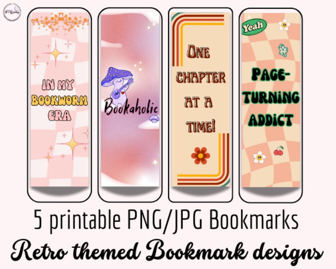 Adorable Pink Printable Bookmarks Retro Theme Perfect for Bookworm Era ...