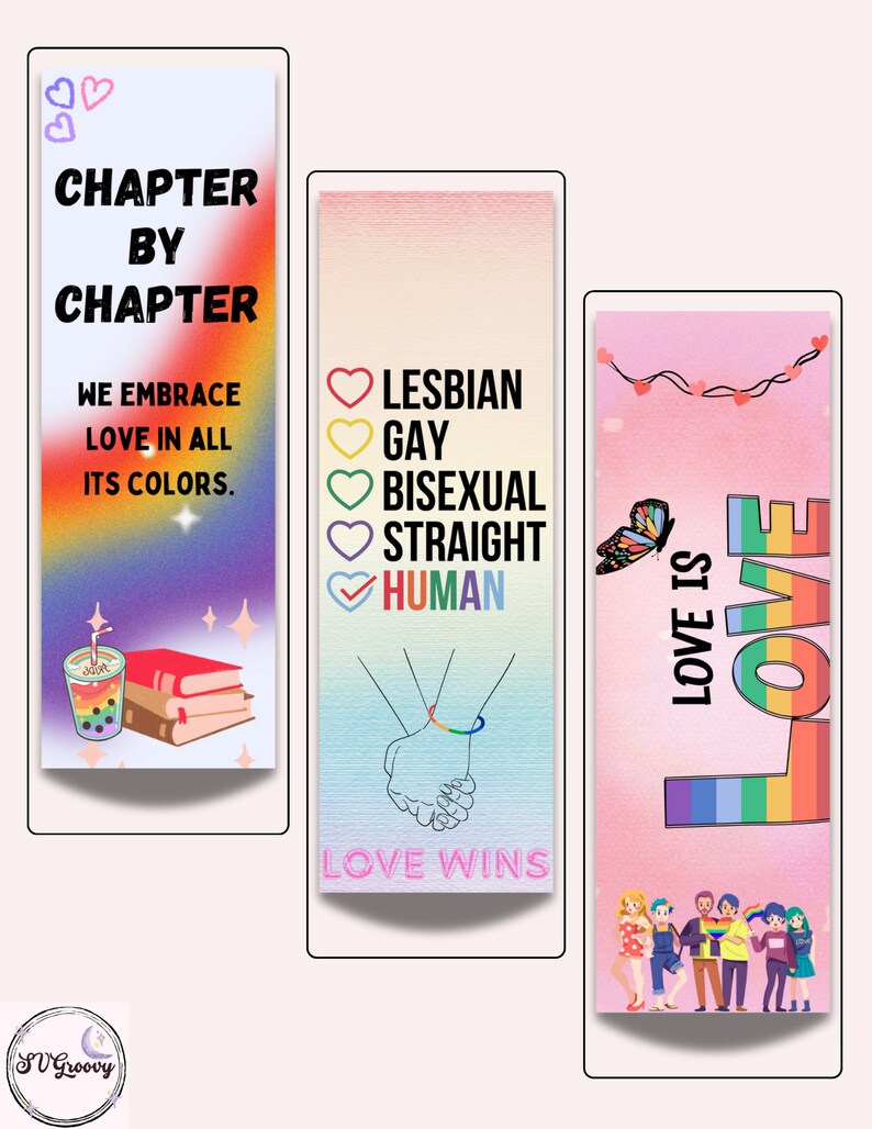 Colorful Pride Printable Bookmarks, Pride Month Png, LGBTQ Rainbow ...