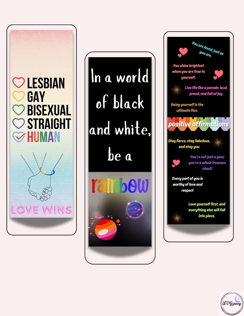 Colorful Pride Printable Bookmarks, Pride Month Png, LGBTQ Rainbow Digital Bookmarks, Book Lover ...