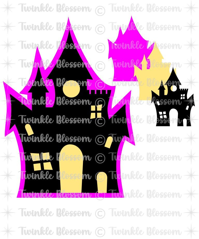 Halloween, Haunted House Svg, Haunted Castle Svg, Ghost Svg, Bat Svg ...