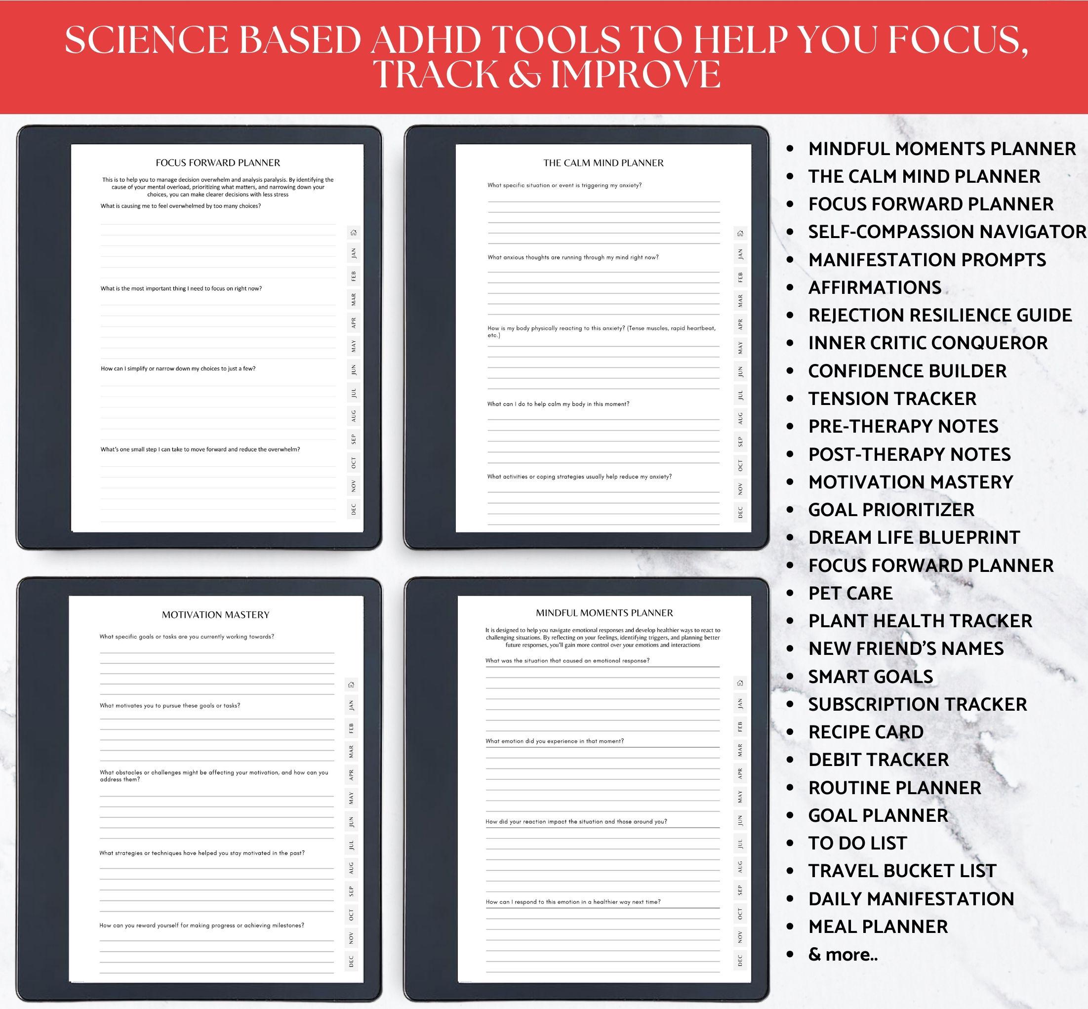 ADHD Planner for Kindle Scribe PDF Undated Planner Scribe Template ...