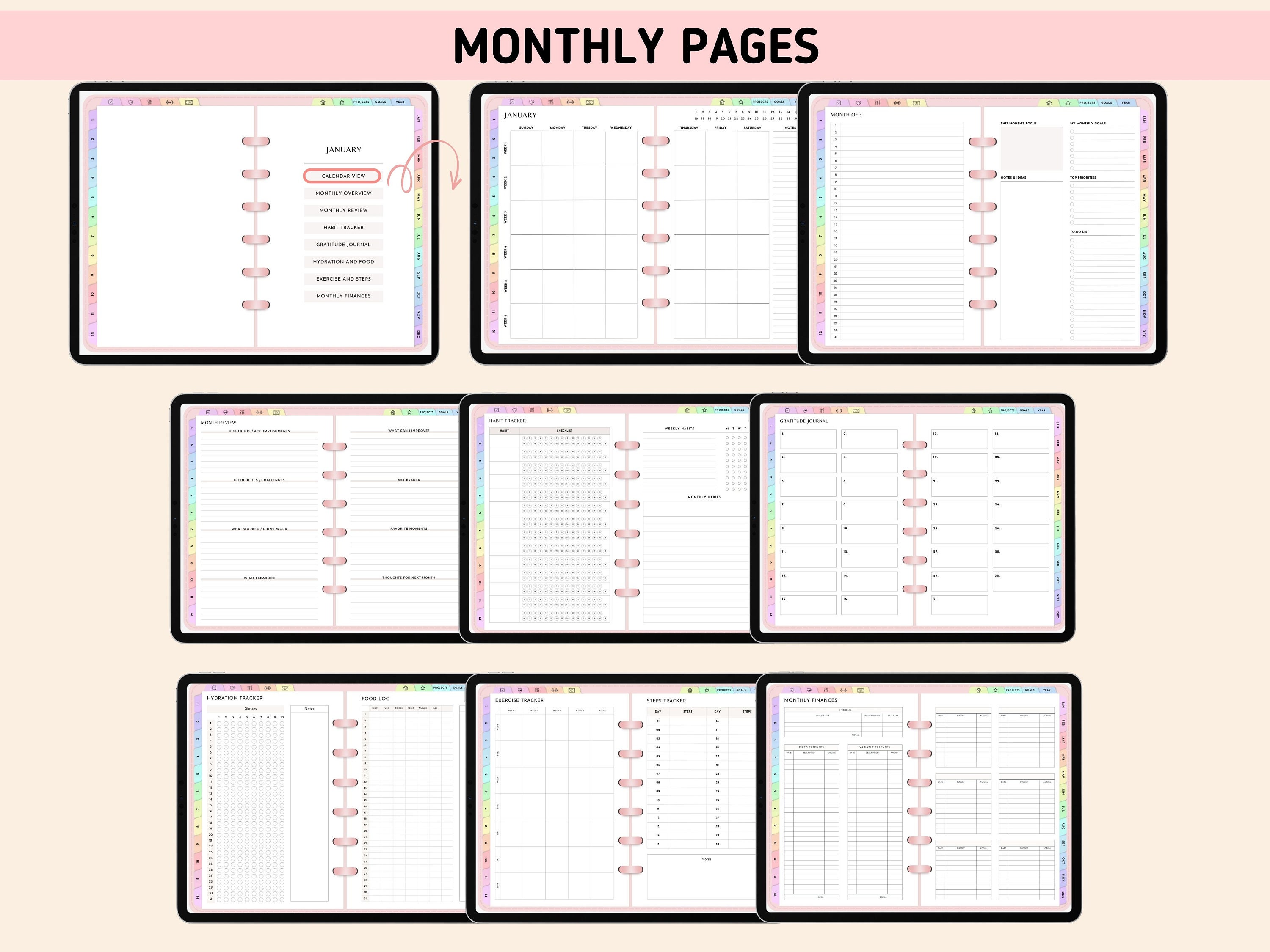 All-in-one Digital Planner 2024, Undated Digital Planner, Digital ...