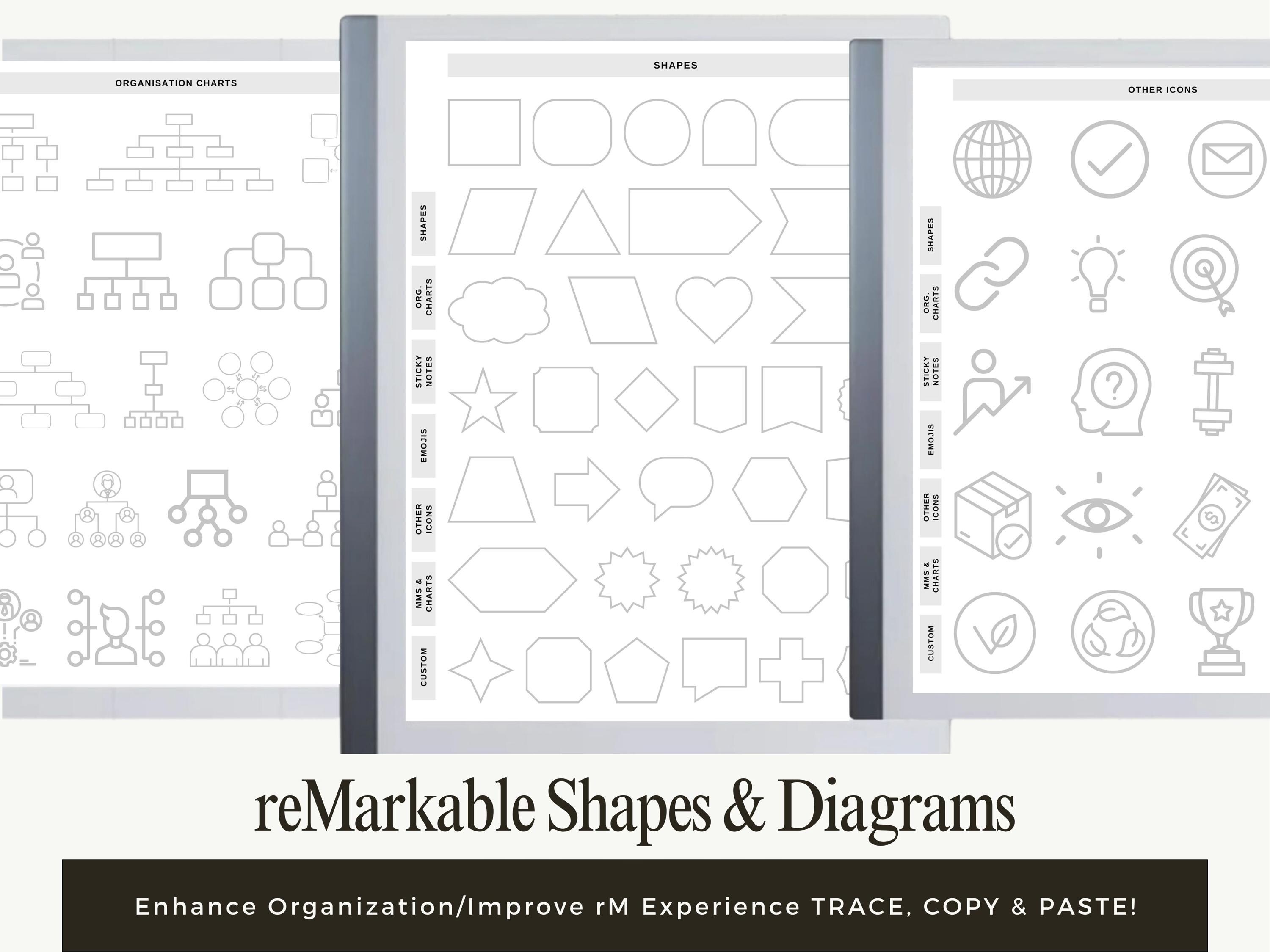 Remarkable Shapes and Diagrams Charts and Mind Maps Sticky Notes, Icons ...