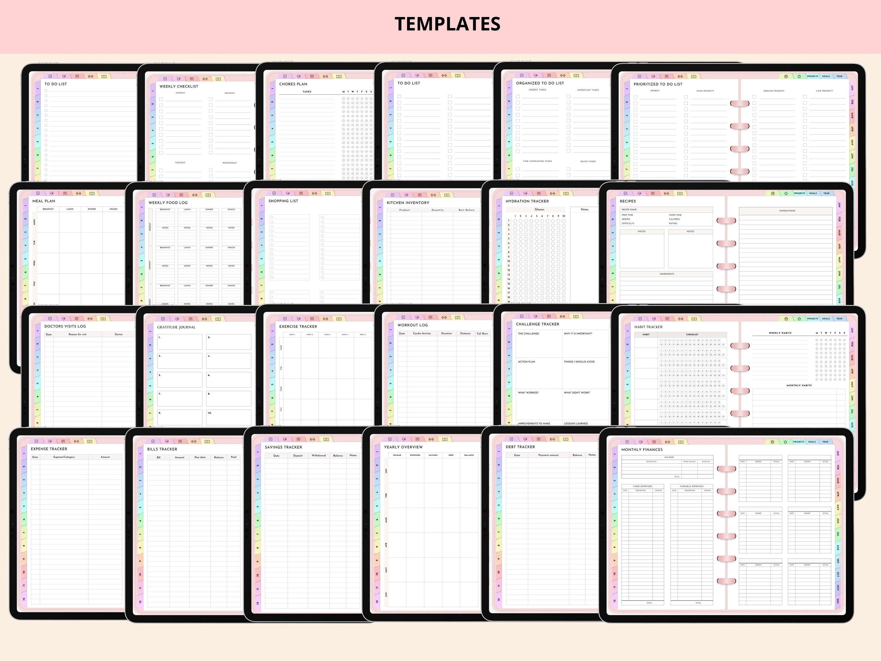 All-in-one Digital Planner 2024, Undated Digital Planner, Digital ...