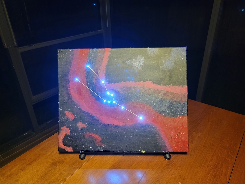 Custom Hand Painted Galaxy With Light up Zodiac Star Constellation on ...