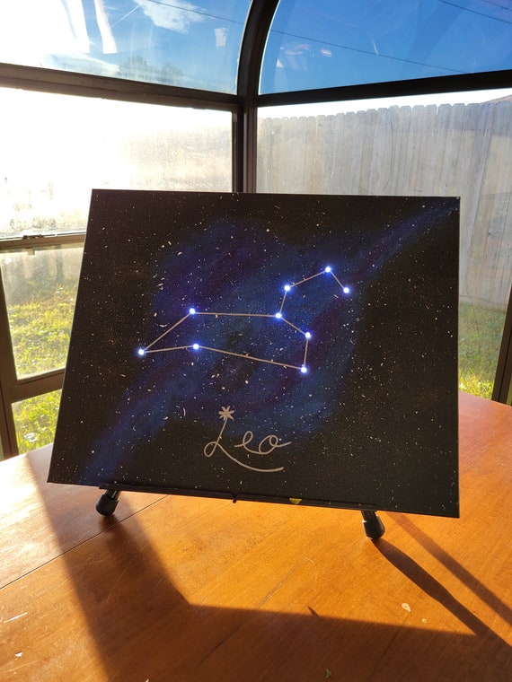 Custom Hand Painted Galaxy With Light up Zodiac Star | Etsy