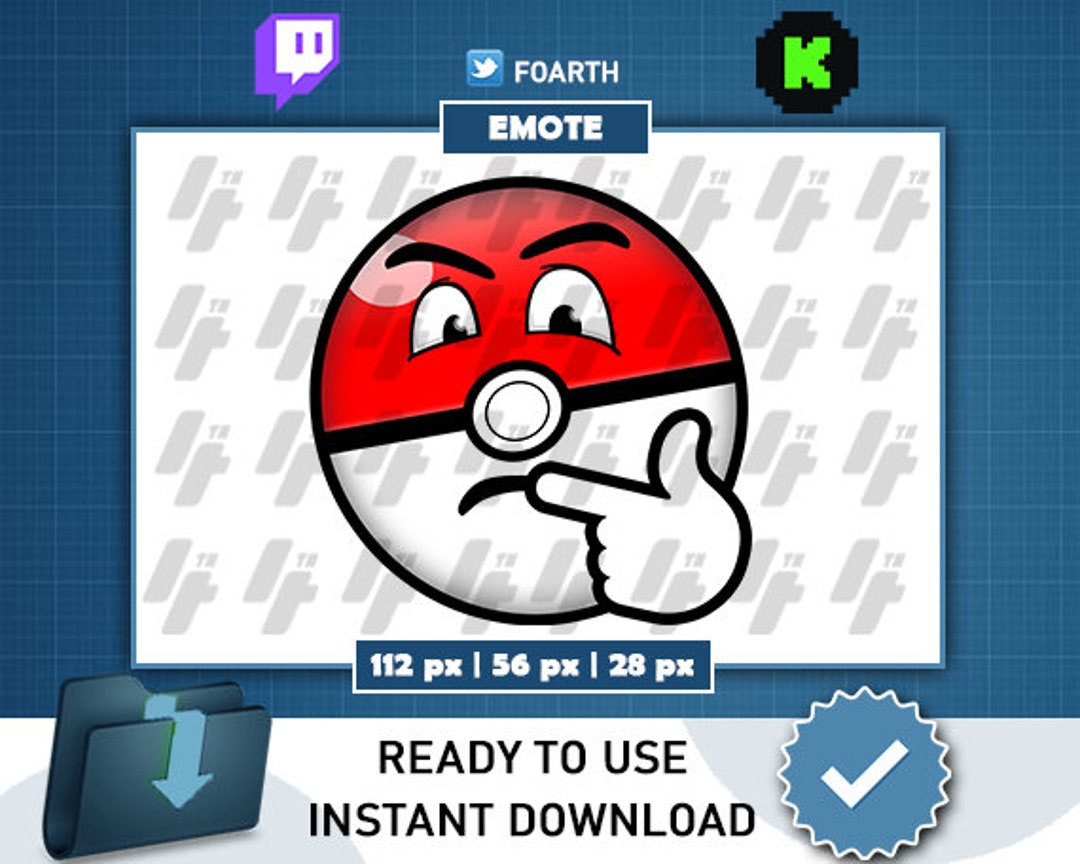 POKEMON THINK Emote Twitch Emote KICK Emote Discord Emote Facebook ...