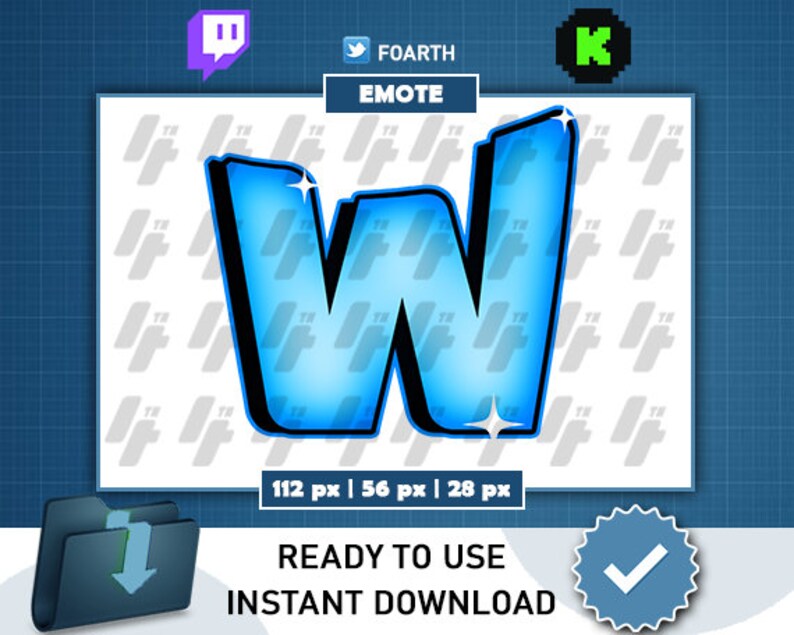 BLUE W Emote Twitch Emote Kick Emote Discord Emote Facebook Emote ...