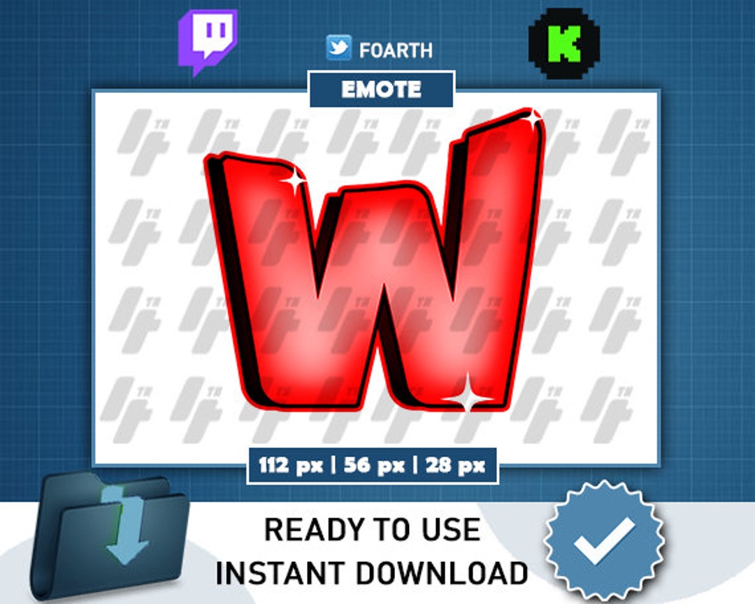 RED W Emote Twitch Emote KICK Emote Discord Emote Facebook Emote ...