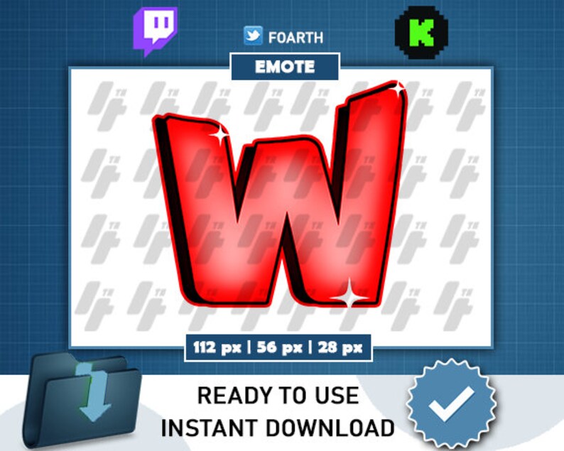 RED W Emote Twitch Emote KICK Emote Discord Emote Facebook Emote ...