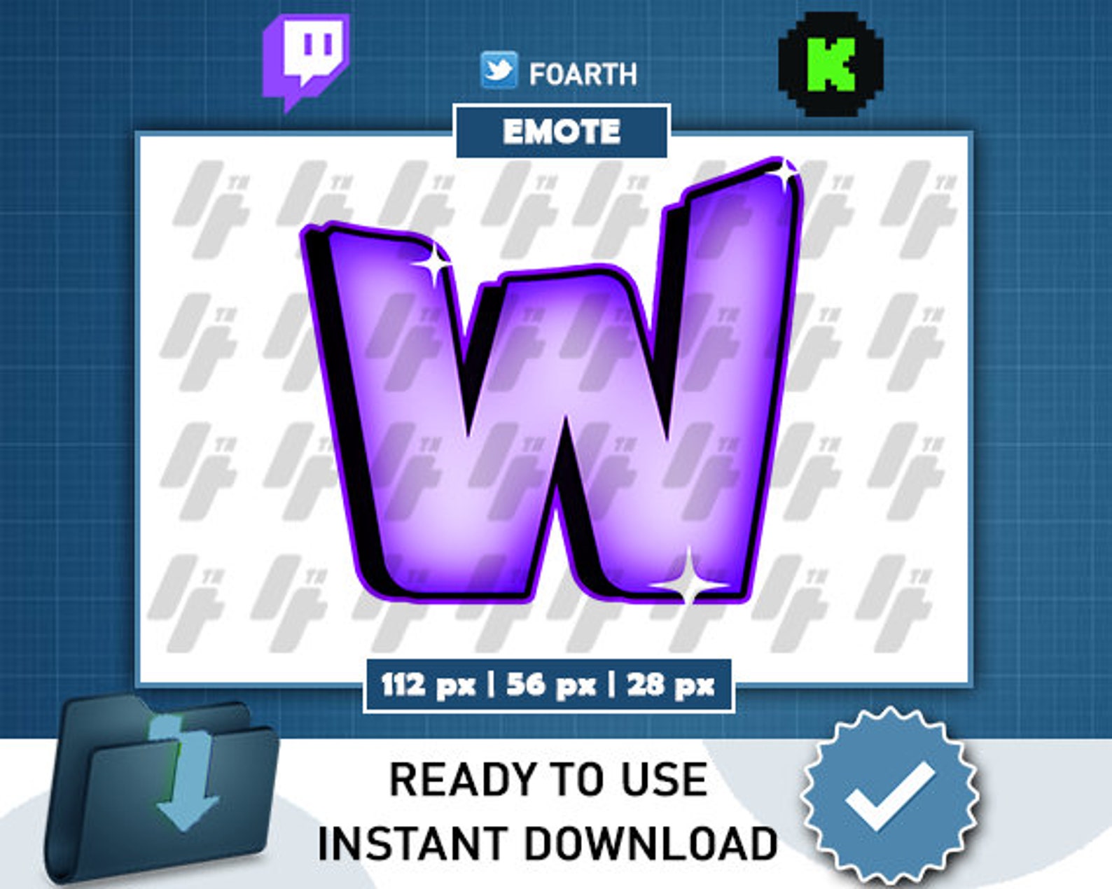 PURPLE W Emote Twitch Emote KICK Emote Discord Emote Facebook Emote ...