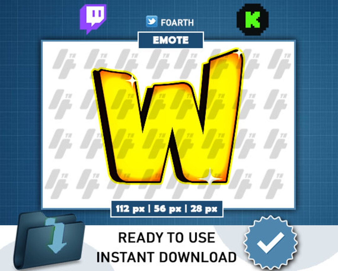 YELLOW W Emote Twitch Emote KICK Emote Discord Emote Facebook Emote ...