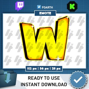 YELLOW W Emote Twitch Emote KICK Emote Discord Emote Facebook Emote ...