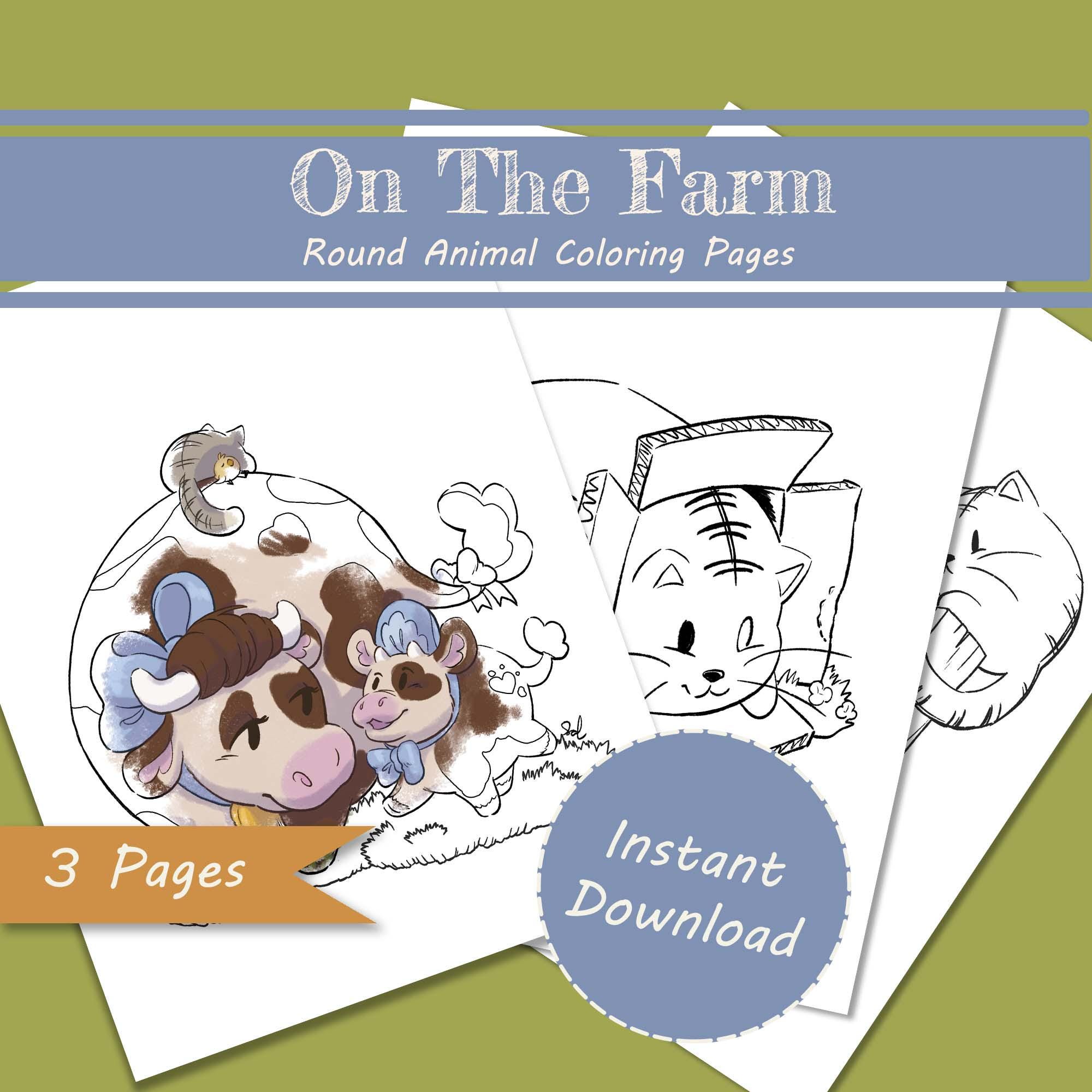 Spherical Farm Animals- Printable Coloring Pages - Etsy