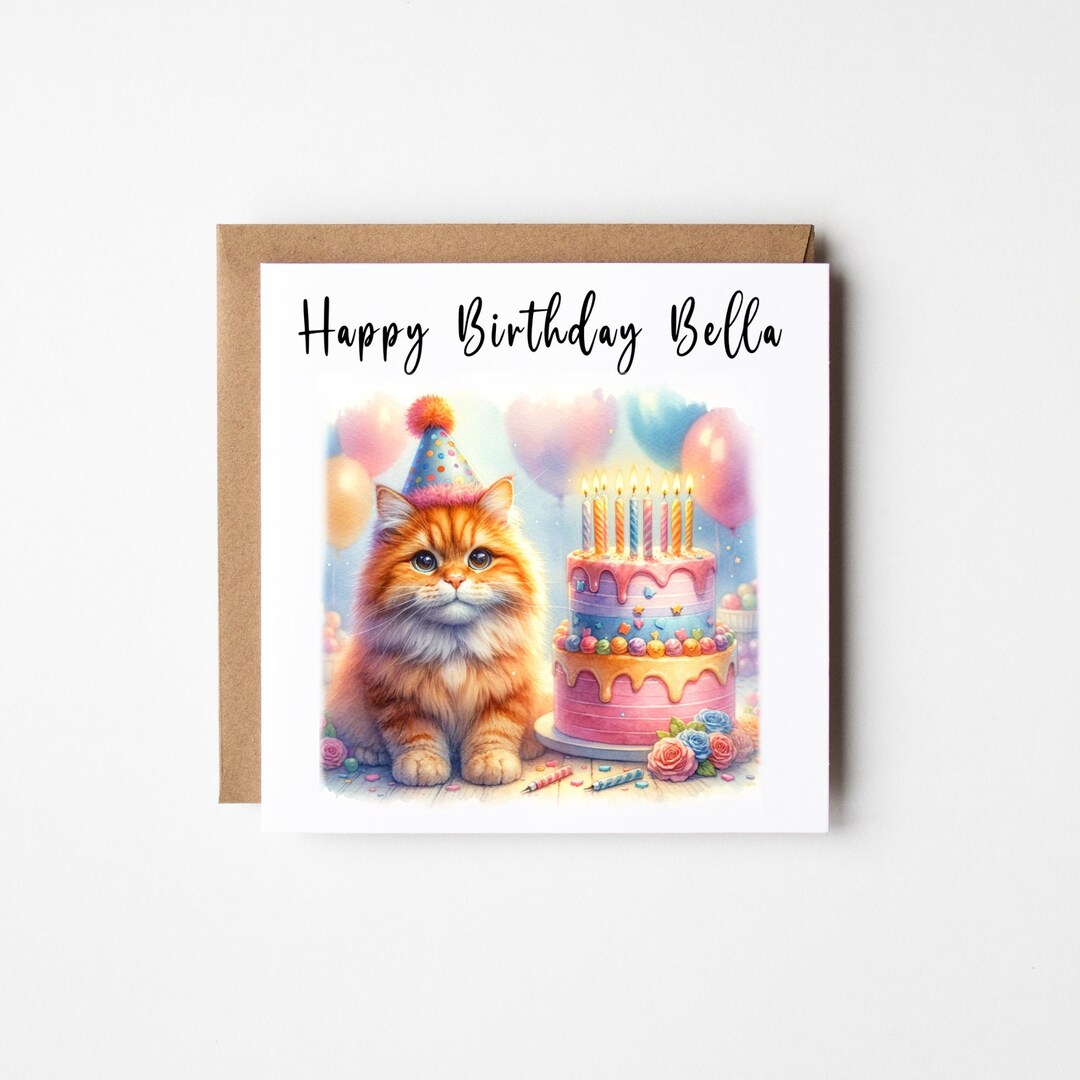 Personalised Ginger Cat Birthday Card | Card From Cat | Cute Cat Card ...
