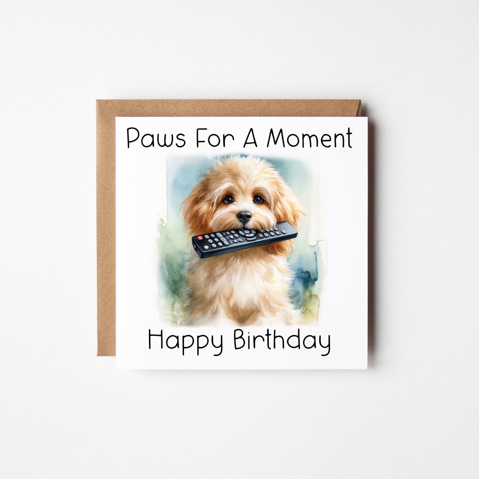 Cute Cavapoo Birthday Card | Cavapoo With a Remote Birthday Card | Dog ...