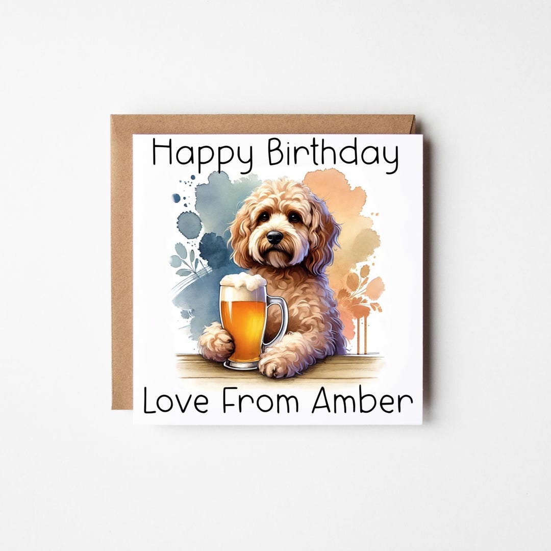 Personalised Funny Cockapoo Birthday Card 3 Colours | Card From the Dog ...