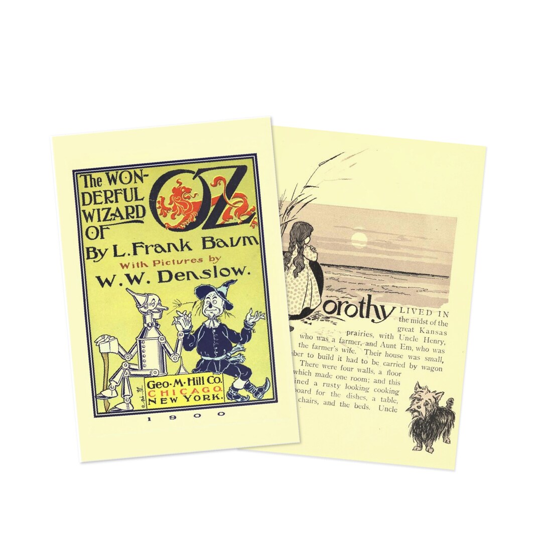Wizard of Oz Vintage Book Postcards, 2 Pack - Classic Literature Cinema ...