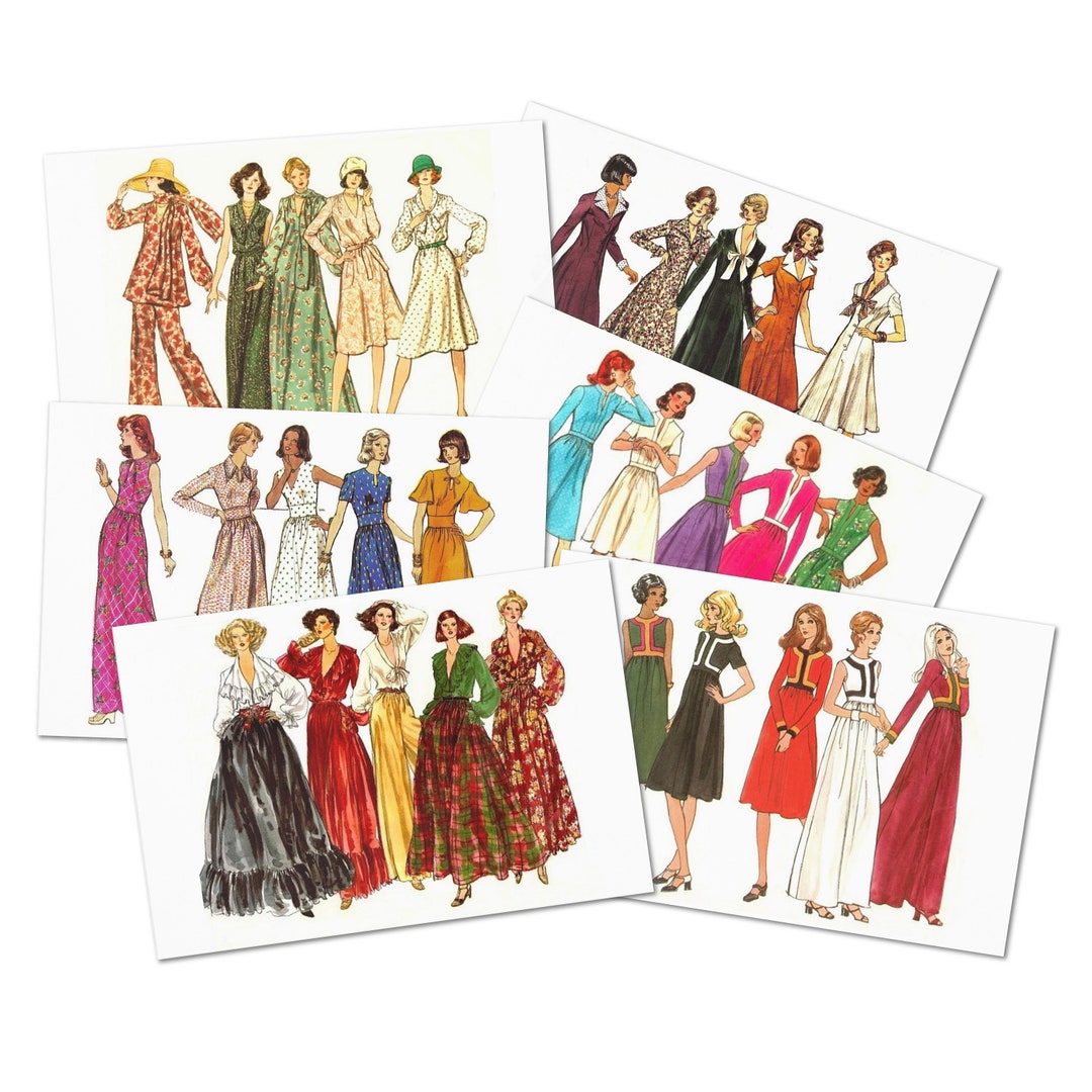 70s Dresses PRINTABLE Postcard Pack - Vintage 1970s Fashion ...
