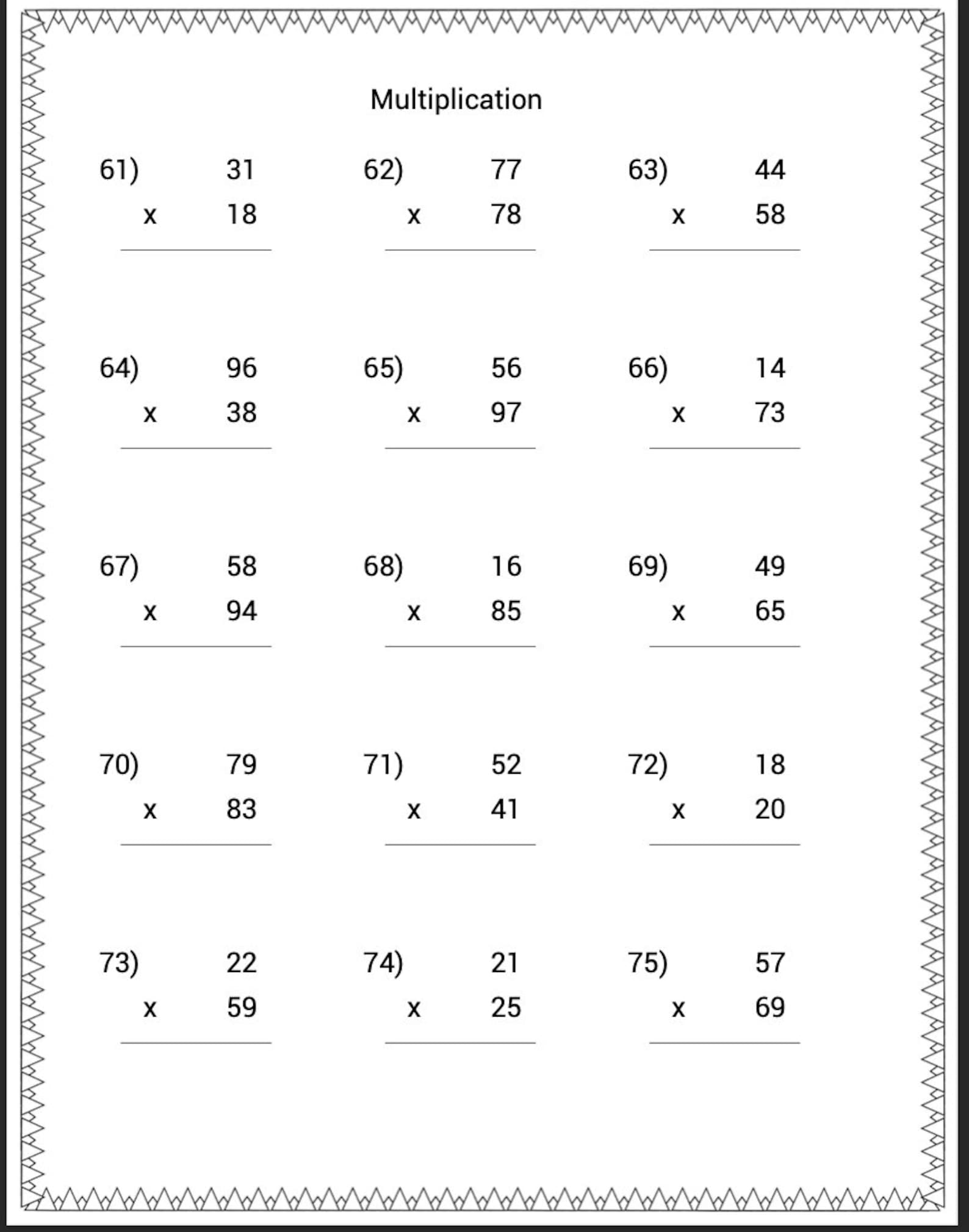 Printable Math Worksheets, Multiplication, Homeschool, Instant Download ...