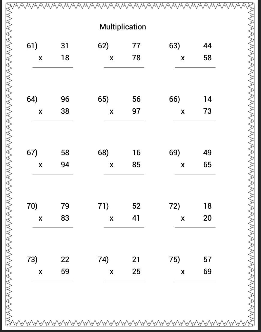Printable Math Worksheets, Multiplication, Homeschool, Instant Download ...