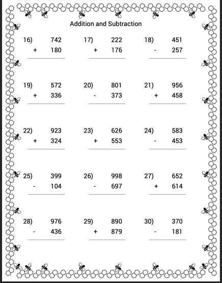 Printable Math Worksheets, Addition and Subtraction, Homeschool ...