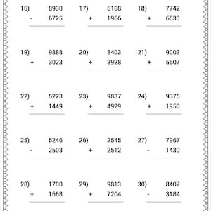 Printable Math Worksheets, Addition and Subtraction, Homeschool ...