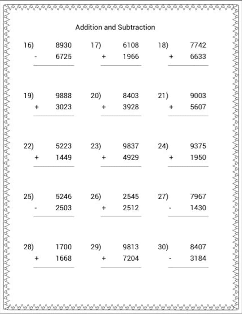 Printable Math Worksheets Addition and Subtraction - Etsy
