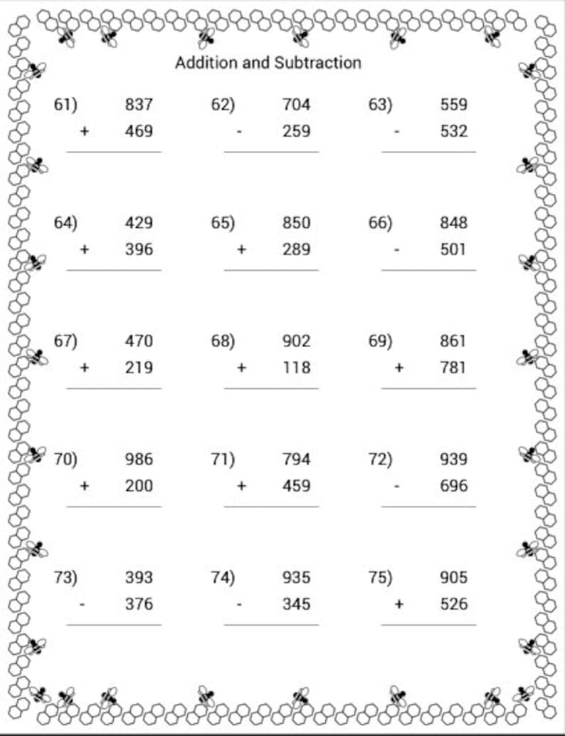 Printable Math Worksheets, Addition and Subtraction, Homeschool ...