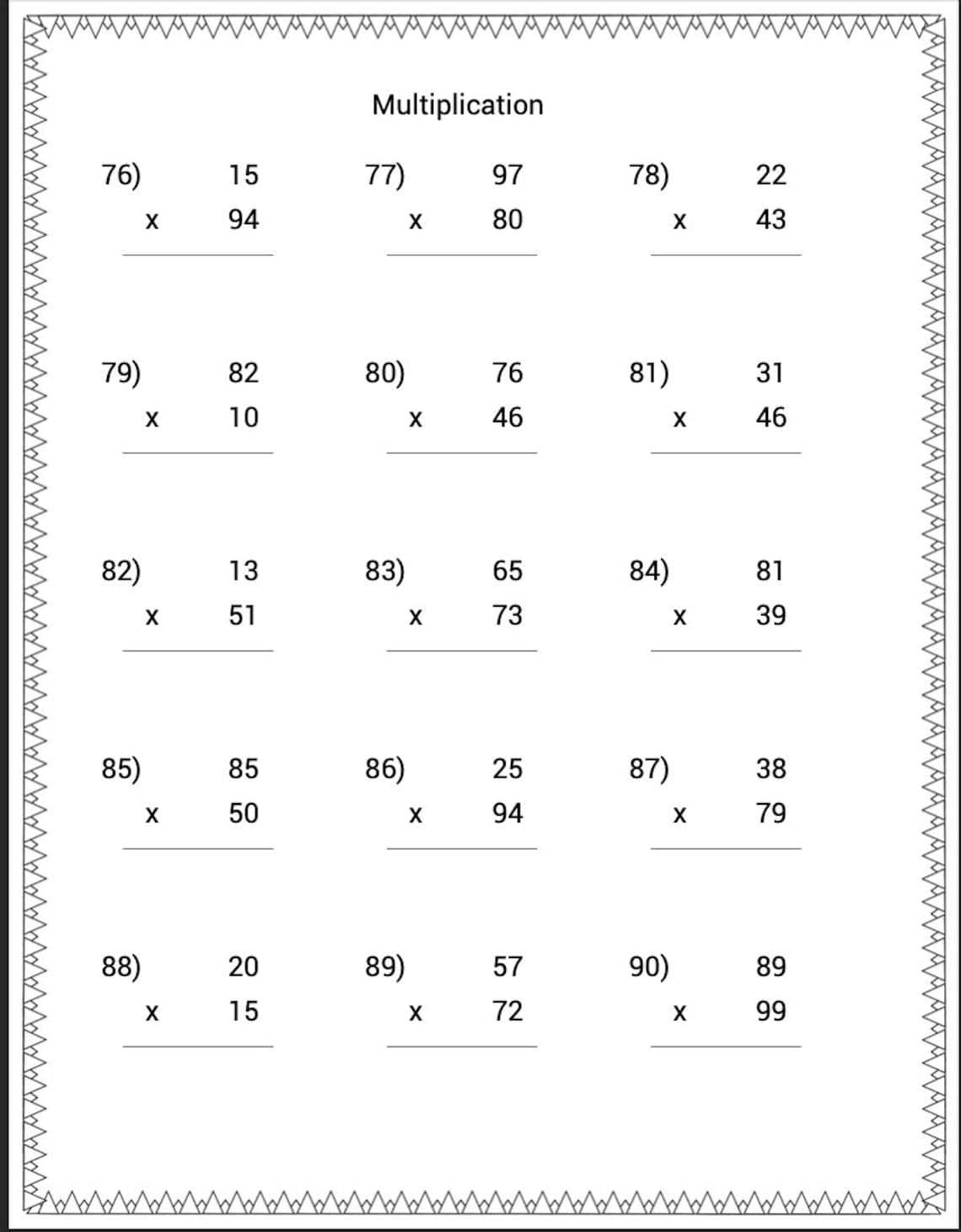 Printable Math Worksheets, Multiplication, Homeschool, Instant Download ...