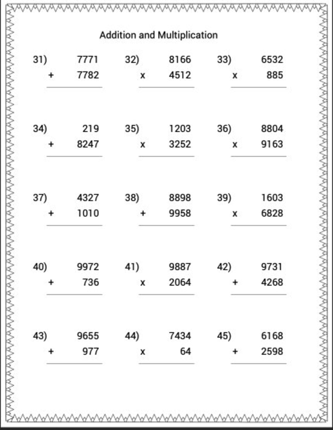 Printable Math Worksheets, Addition and Multiplication, Homeschool ...