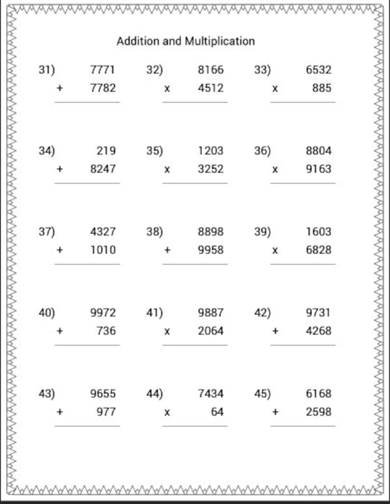 Printable Math Worksheets, Addition and Multiplication, Homeschool ...